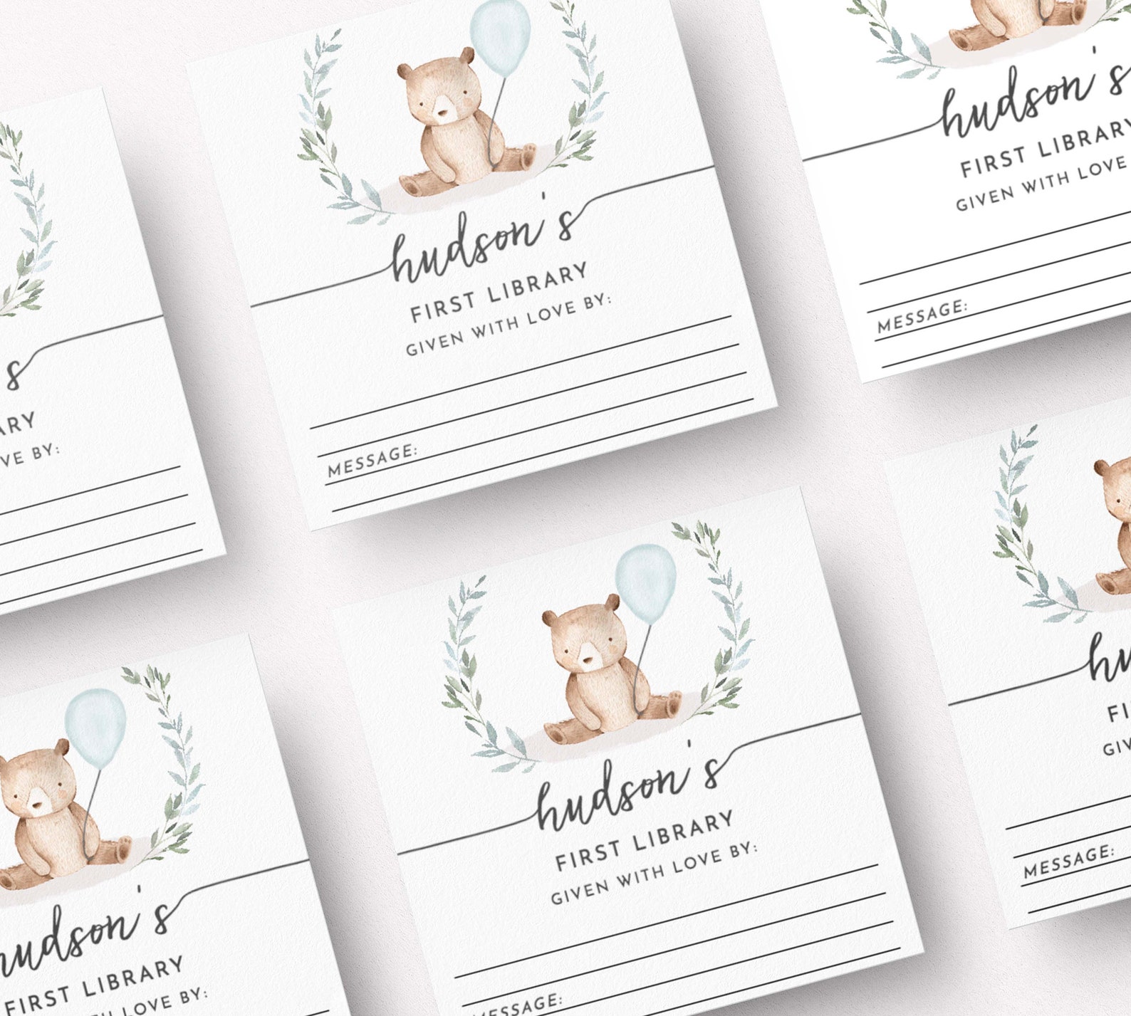 Bear Baby Shower, Baby's First Library Sticker, Baby Book Sticker, Book ...