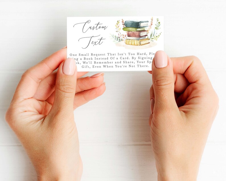 Custom Card Insert Book Themed Card Insert Custom Text | Etsy