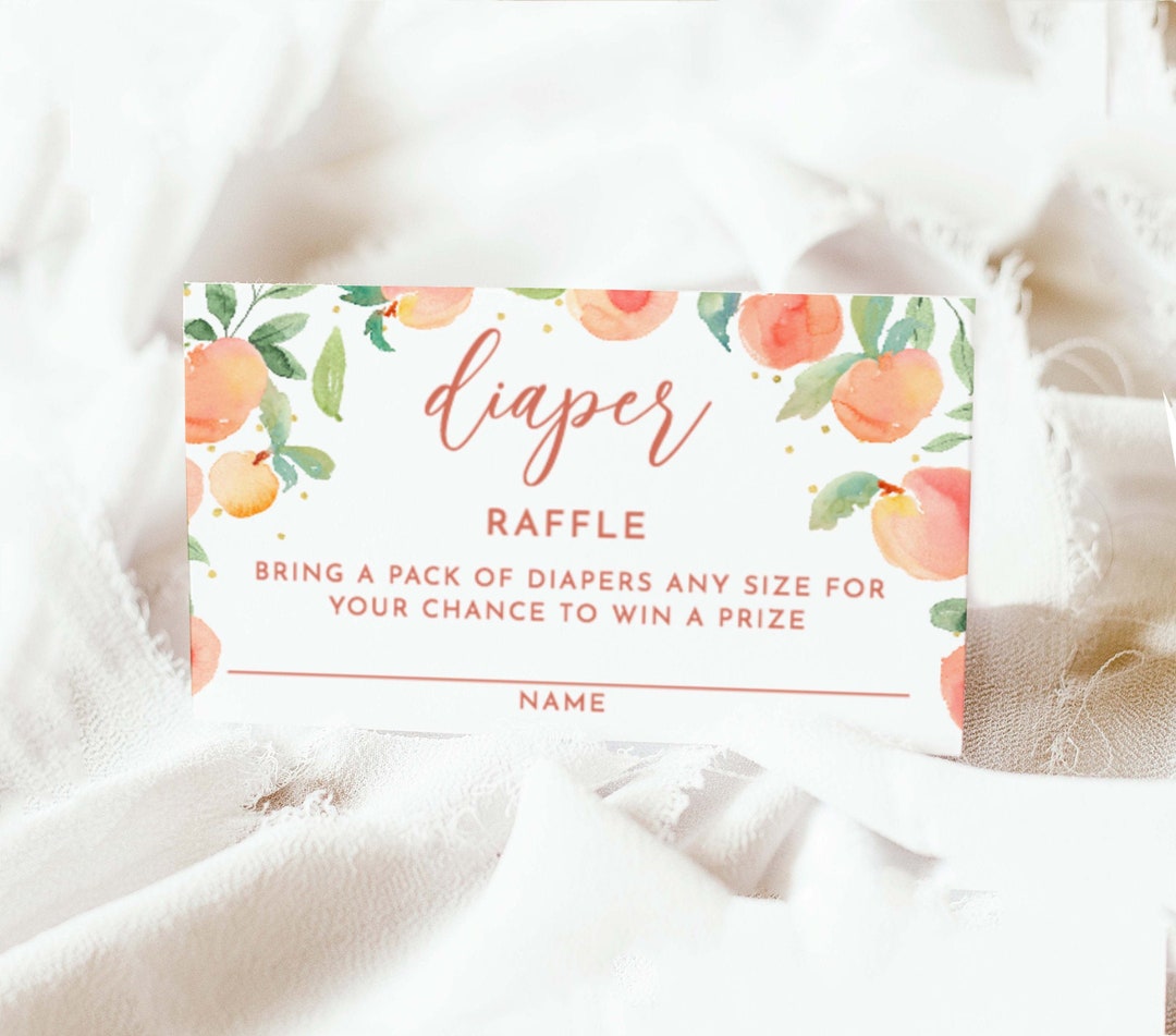 Peaches Diaper Raffle Ticket, Diaper Raffle Card Insert Peach Baby ...