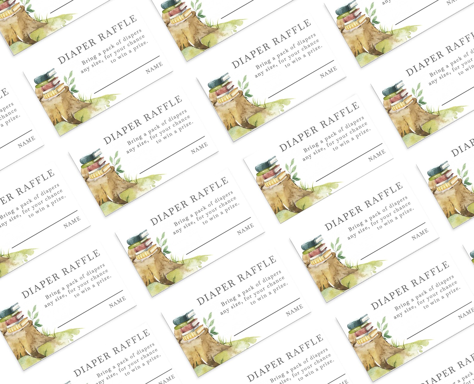 Diaper Raffle Card Insert Book Themed Diaper Card Insert - Etsy