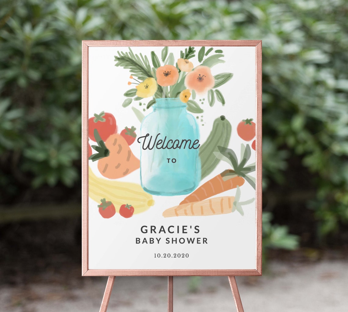 Farmer's Market Baby Shower Sign Download, Editable Country Baby Shower ...