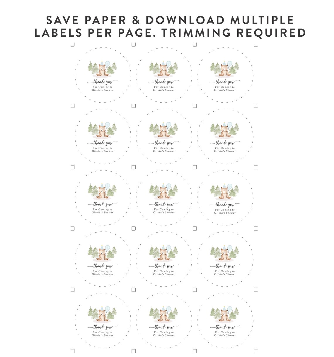 Editable Happy Camper Birthday Favor Tag, Camper Birthday Round Favor ...