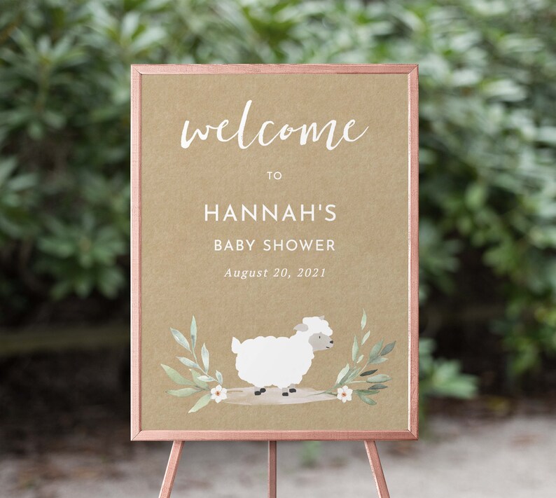 Editable Baby Shower Welcome Sign Gender Neutral Lamb Baby - Etsy