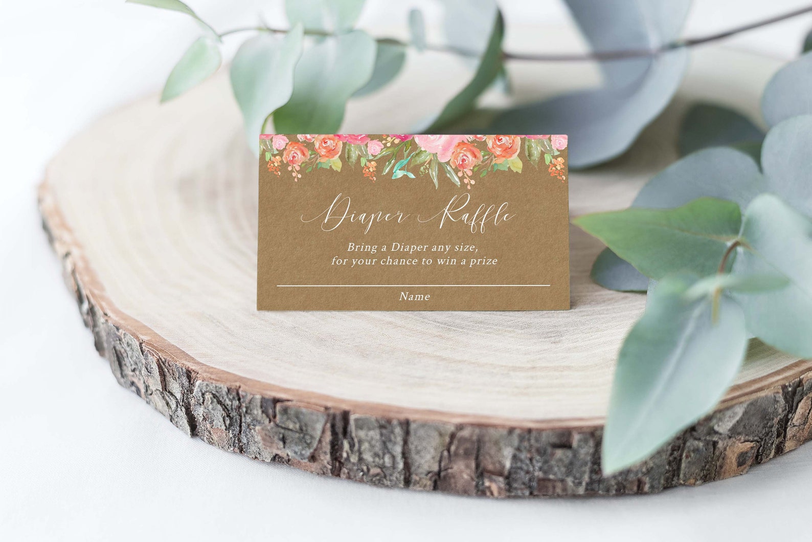 Floral Diaper Raffle Card Insert Girl Diaper Card Insert | Etsy