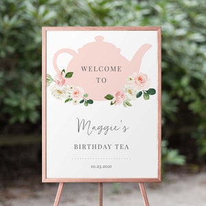Editable Tea Party Sign Printable Tea Party Welcome Sign, Tea Party ...