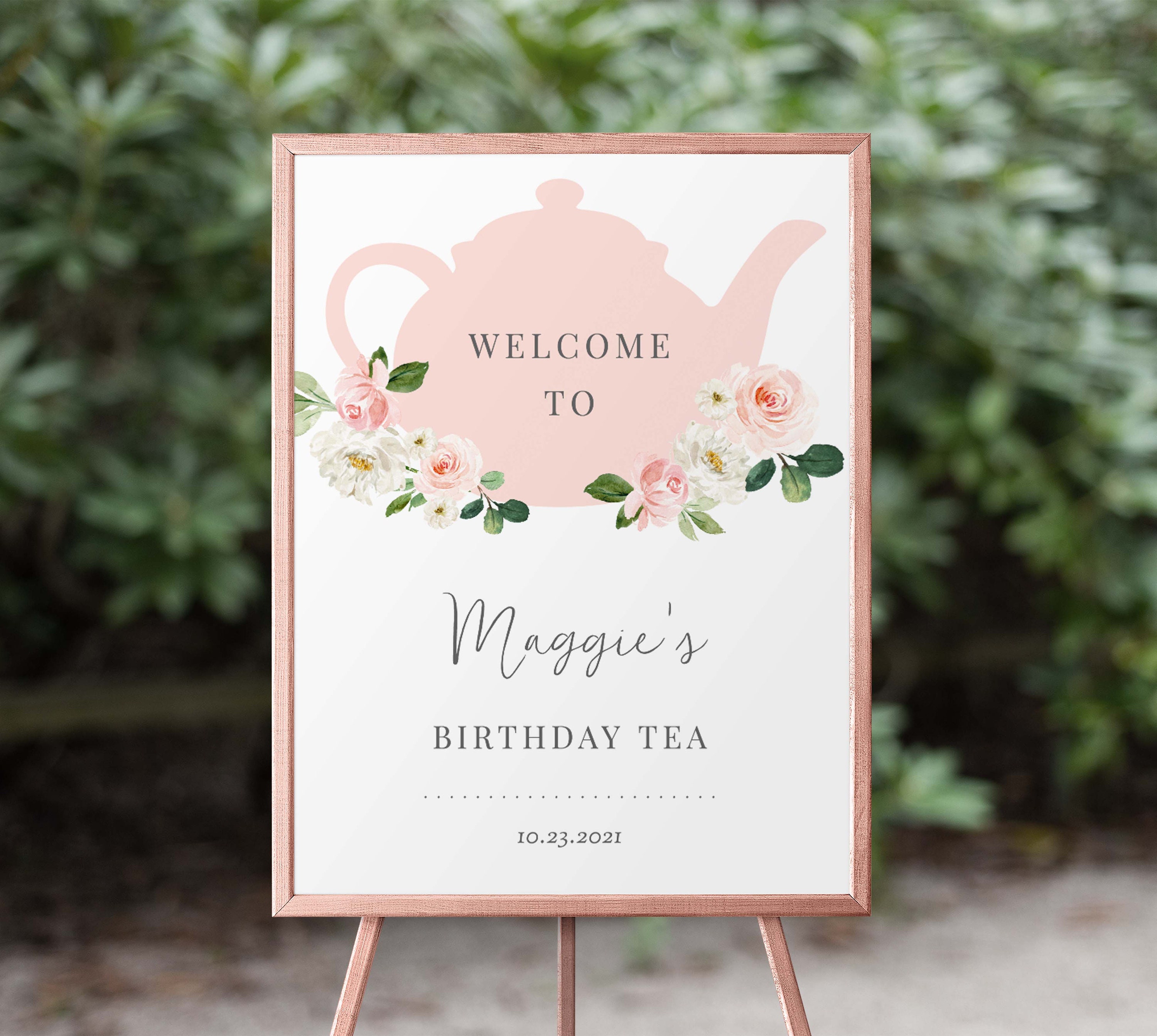 Editable Tea Party Sign Printable Tea Party Welcome Sign, Tea Party ...