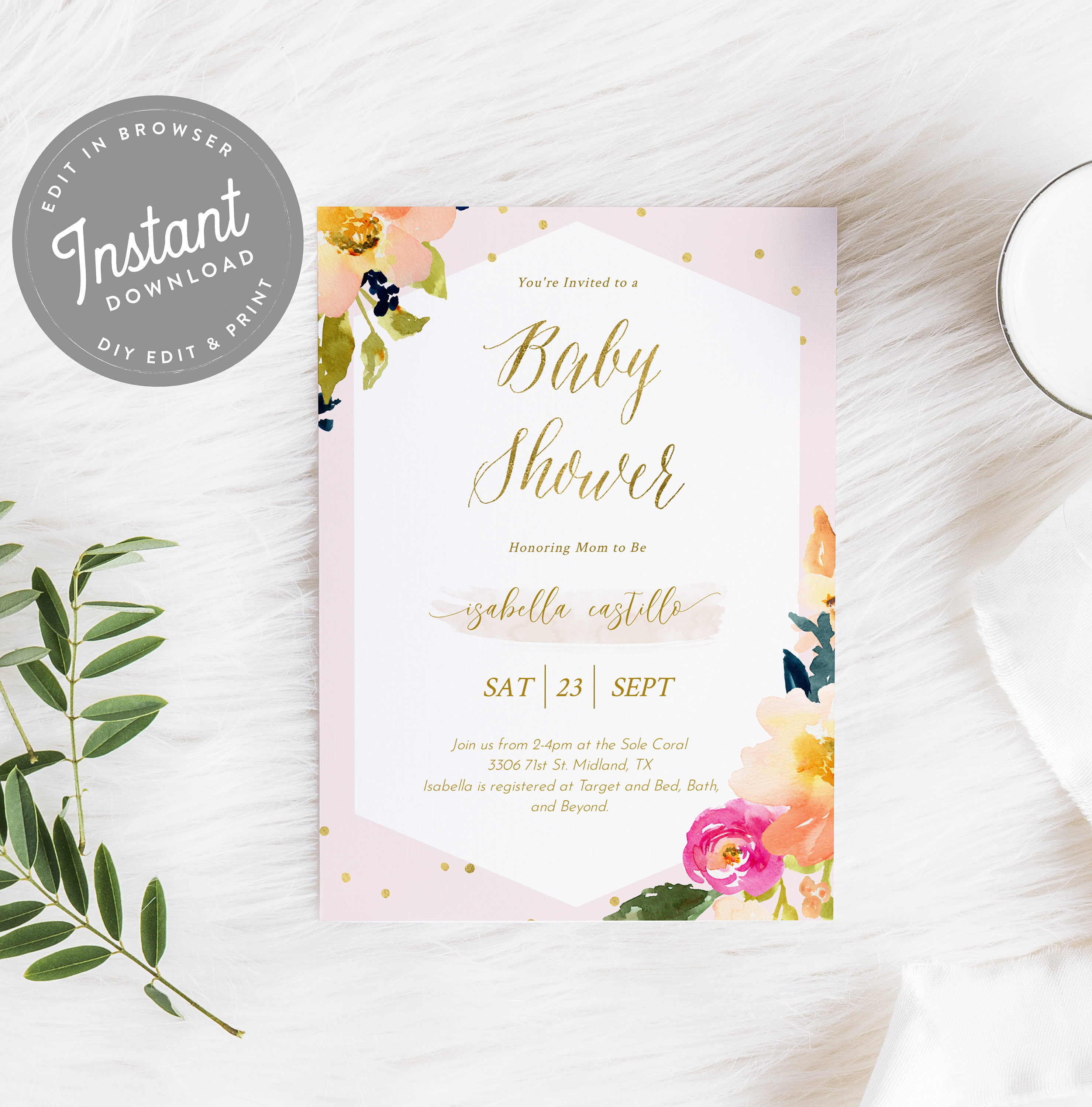 Baby Shower Invite Baby Shower Invitation Girl Floral Baby | Etsy
