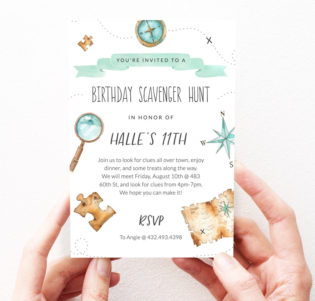 Scavenger Hunt Birthday Party Invitation Escape Room Birthday Party ...