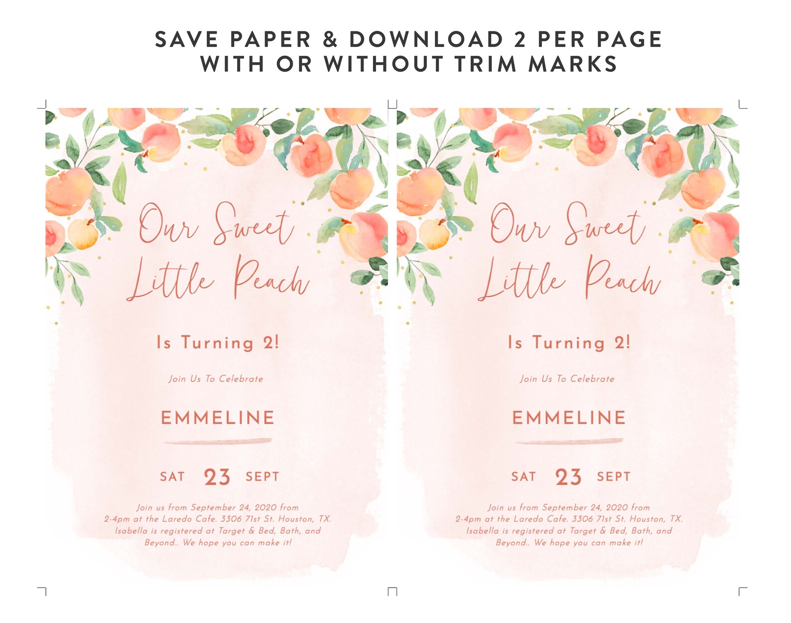 Peach Birthday Invitation Peach Peach Birthday Party | Etsy