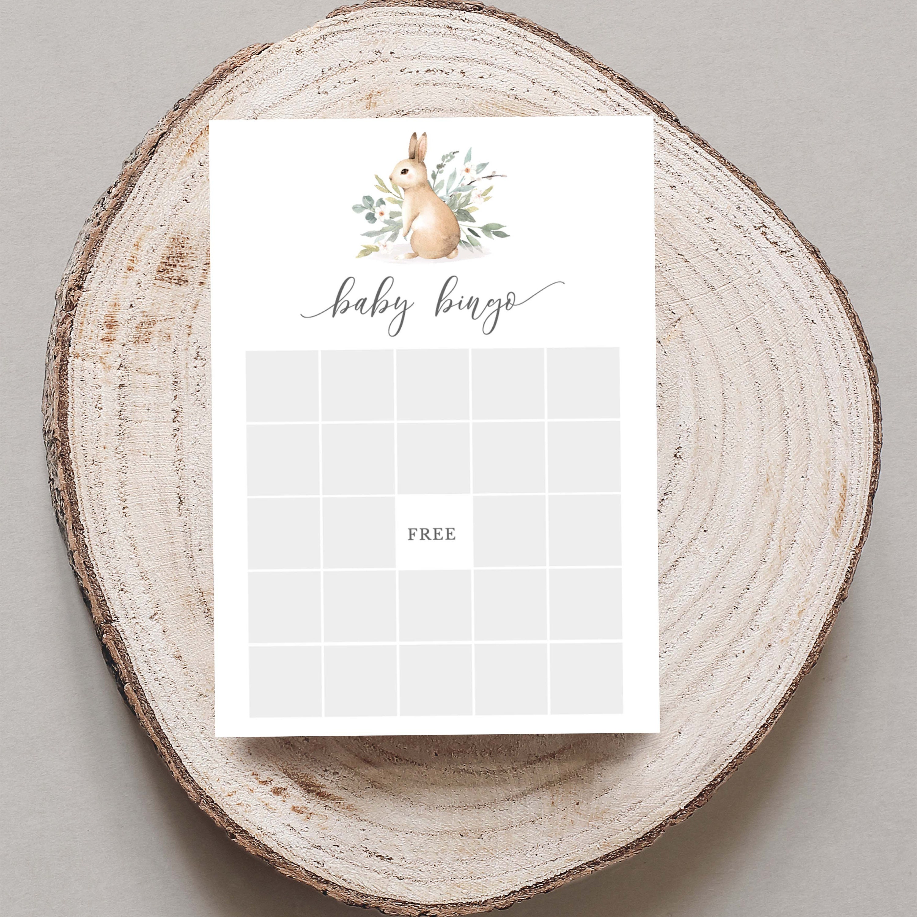 Rabbit Baby Shower Games Bingo Instant Download Printable Baby Shower ...