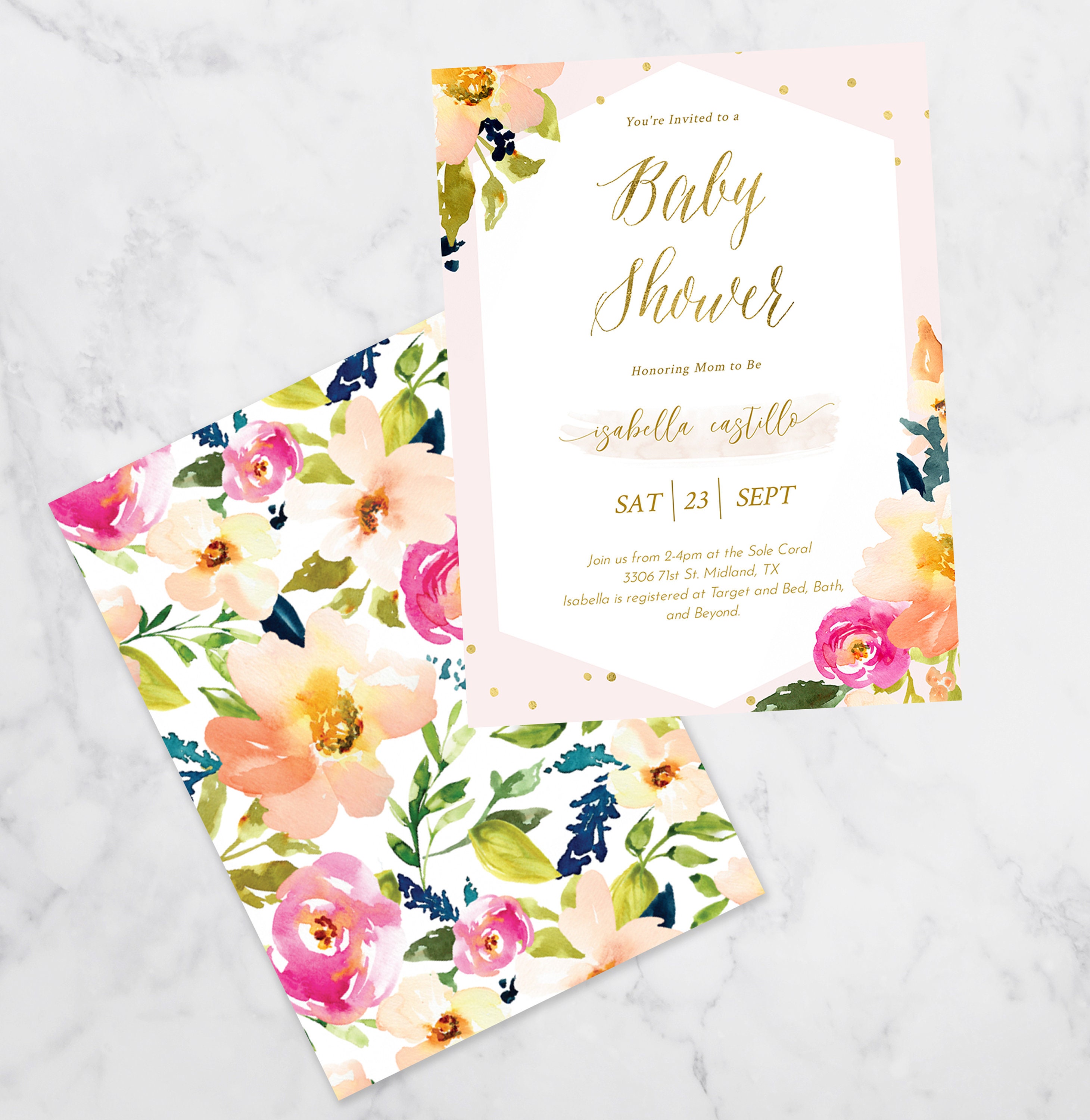 Baby Shower Invite Baby Shower Invitation Girl Floral Baby | Etsy