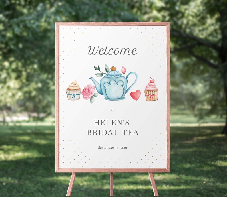 Printable Tea Party Sign, Bridal Shower Tea Party Welcome Sign ...