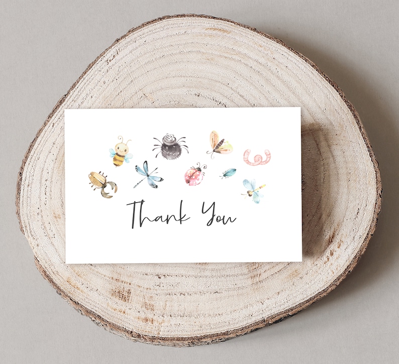 Bug Baby Shower Thank You Card, Cute Bug Thank You Note Printable, Bug ...