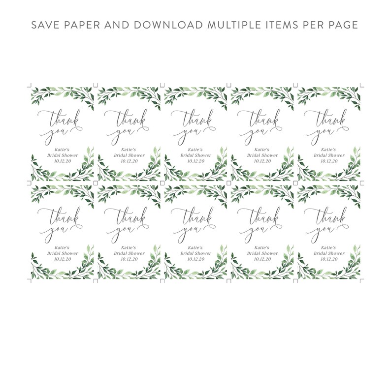 Greenery Party Favor Tag Template Favor Tags Baby Shower - Etsy