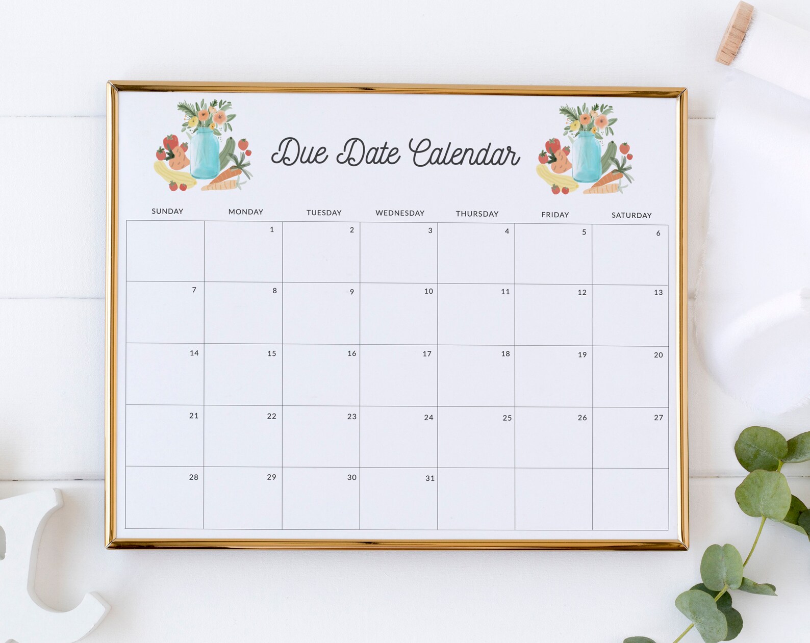 Editable Baby Due Date Calendar Game, Locally Grown Baby Shower Game ...