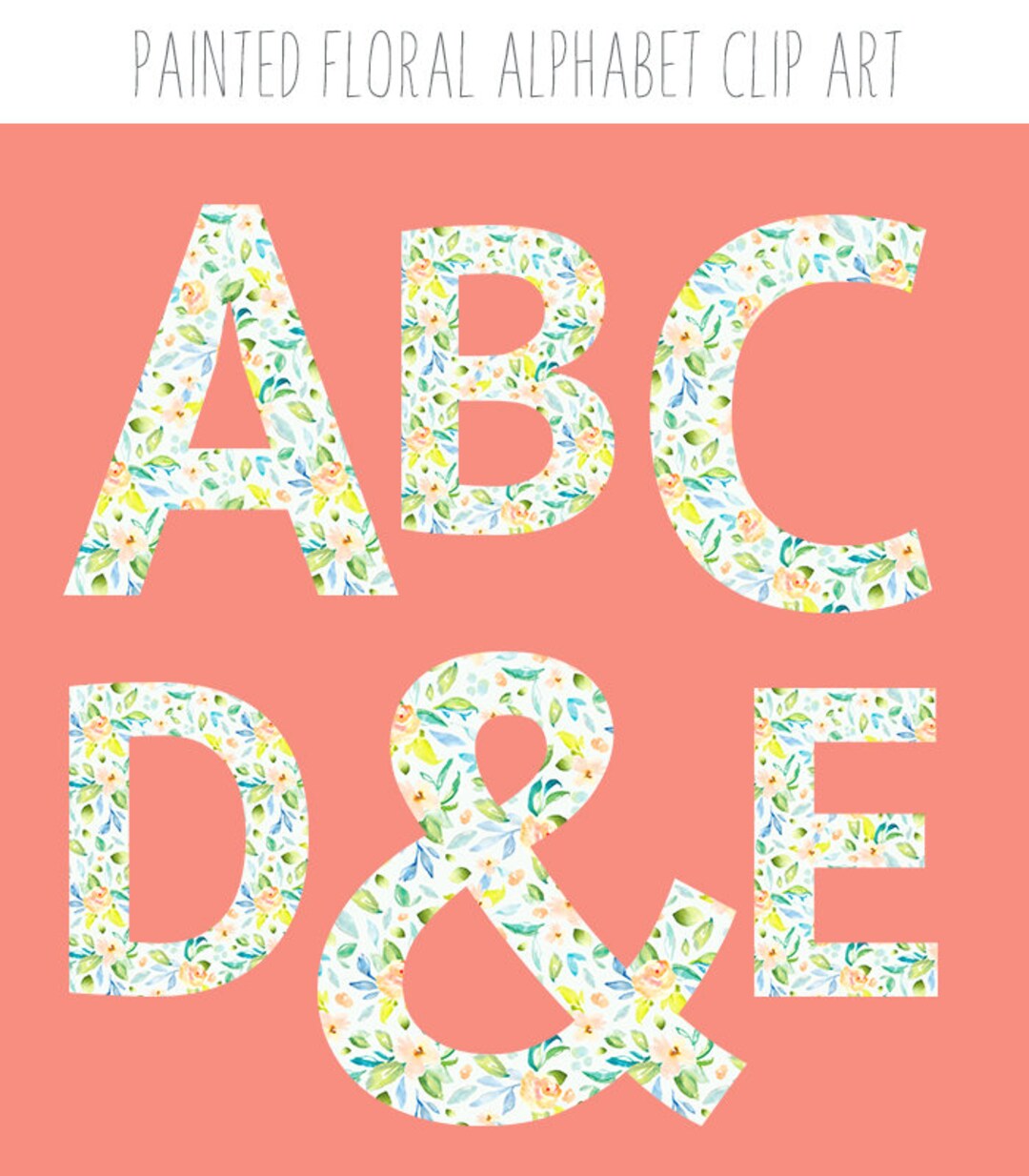 Floral Alphabet Clip Art - Etsy