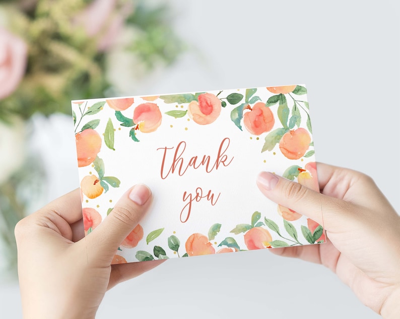 Peaches Thank You Card Download Peach Baby Shower Thank You - Etsy