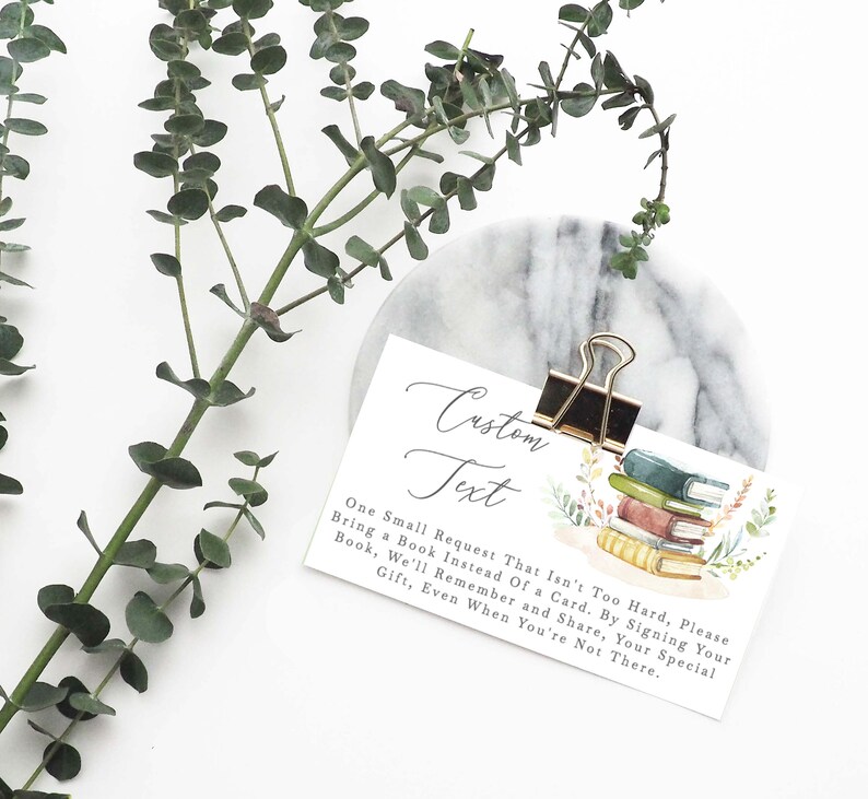 Custom Card Insert Book Themed Card Insert Custom Text | Etsy