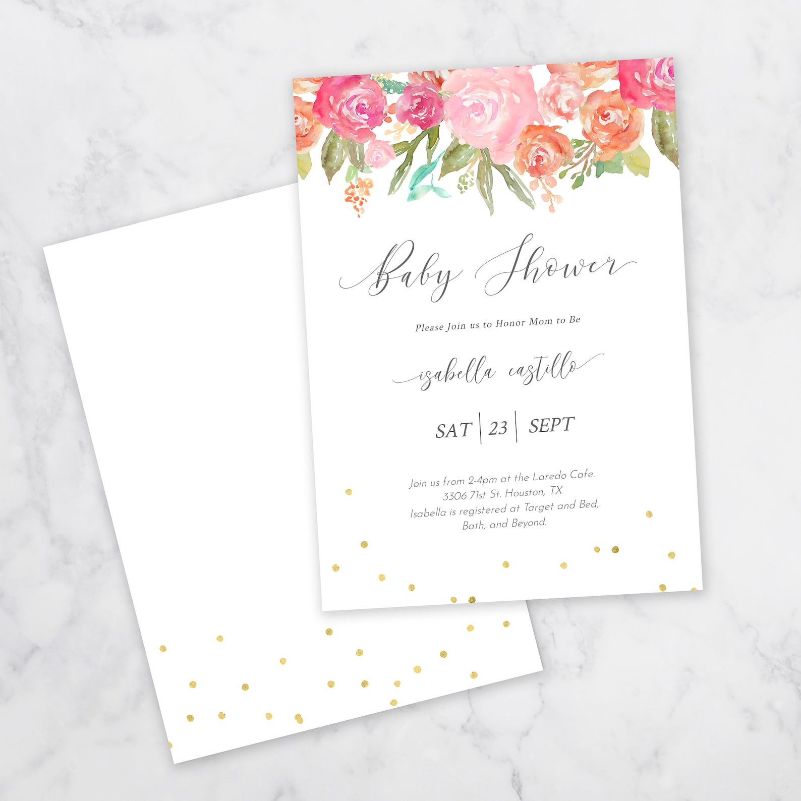 Pink Rose Baby Shower Invites Girl Baby Shower Invitation | Etsy