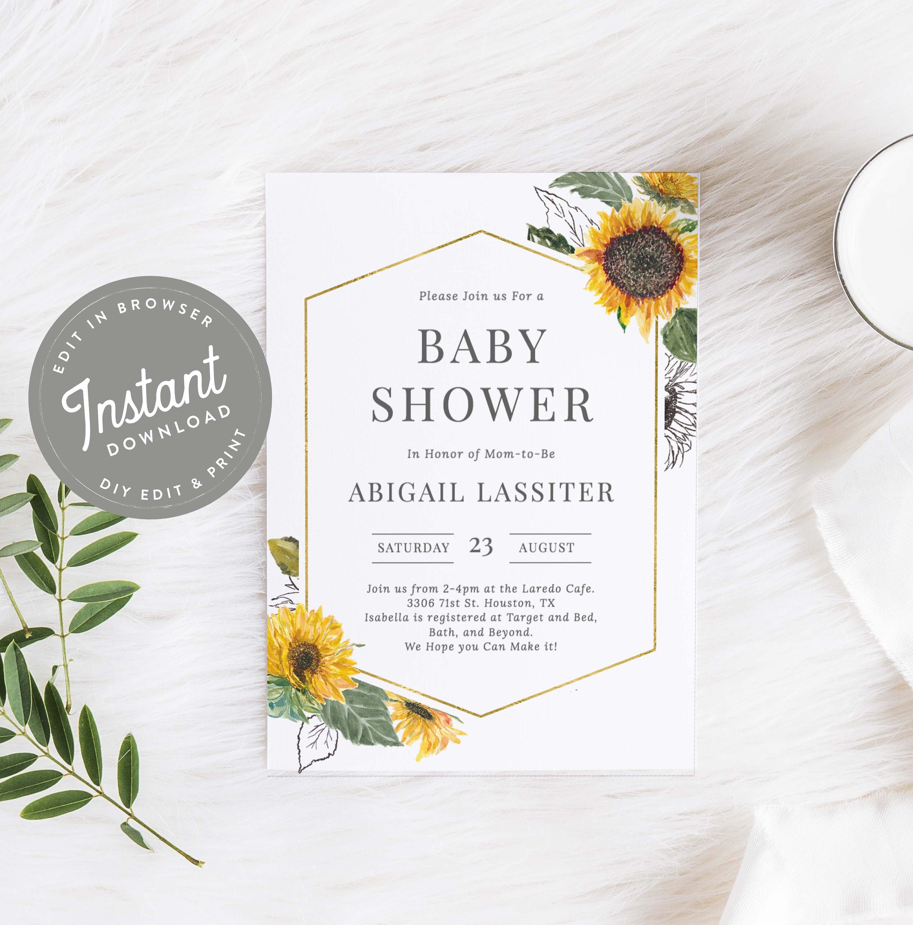 Sunflower Baby Shower Invitation Sunflower Baby Shower Invites | Etsy