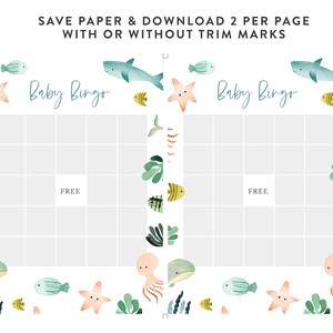 Under the Sea Baby Shower Games Bingo Printable Baby Shower Game, Sea ...