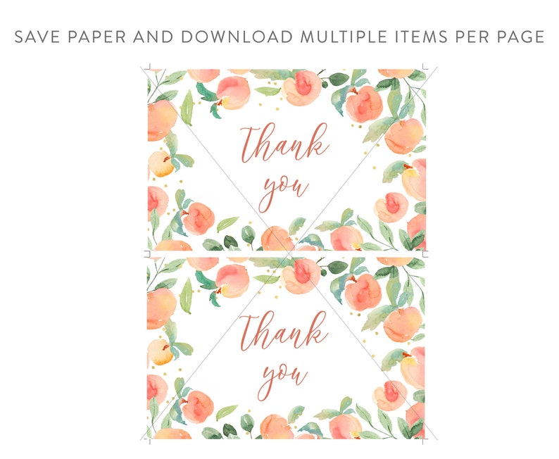 Peaches Thank You Card Download Peach Baby Shower Thank You - Etsy