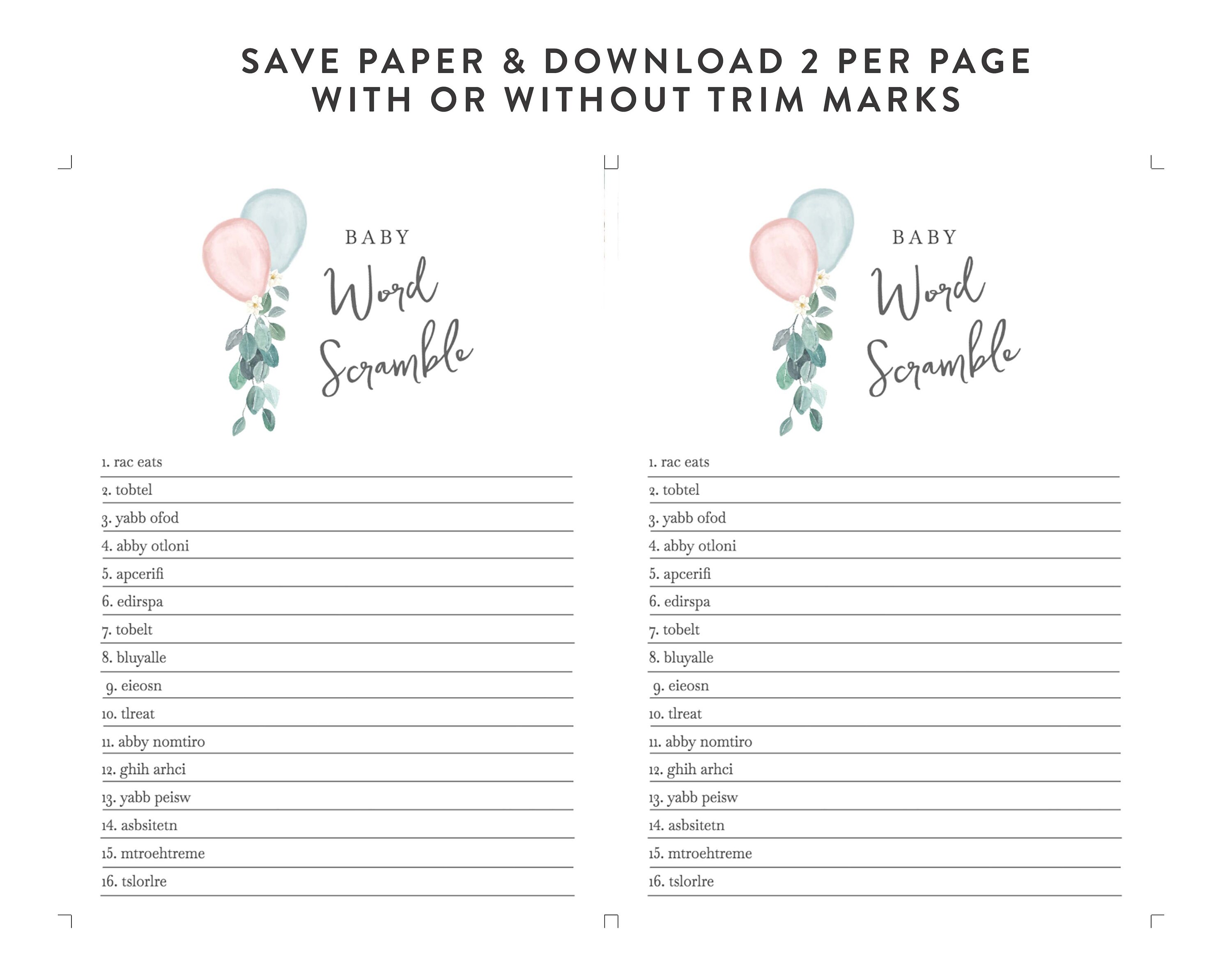 Girl Boy Twins Baby Shower Games Download, Twins Baby Shower Word ...