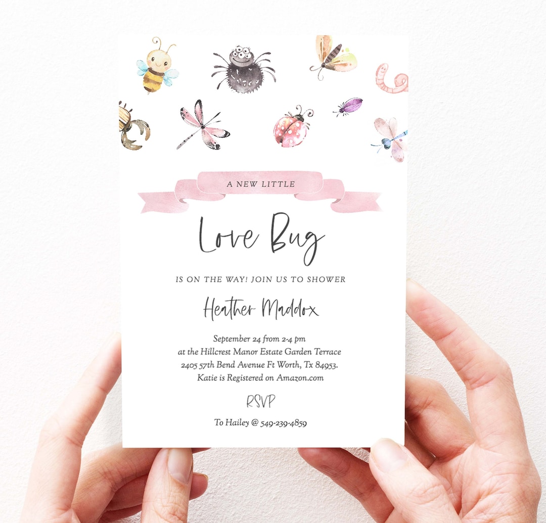 Bug Baby Shower Invitation Instant Download, Bugs Baby Shower, Love Bug ...