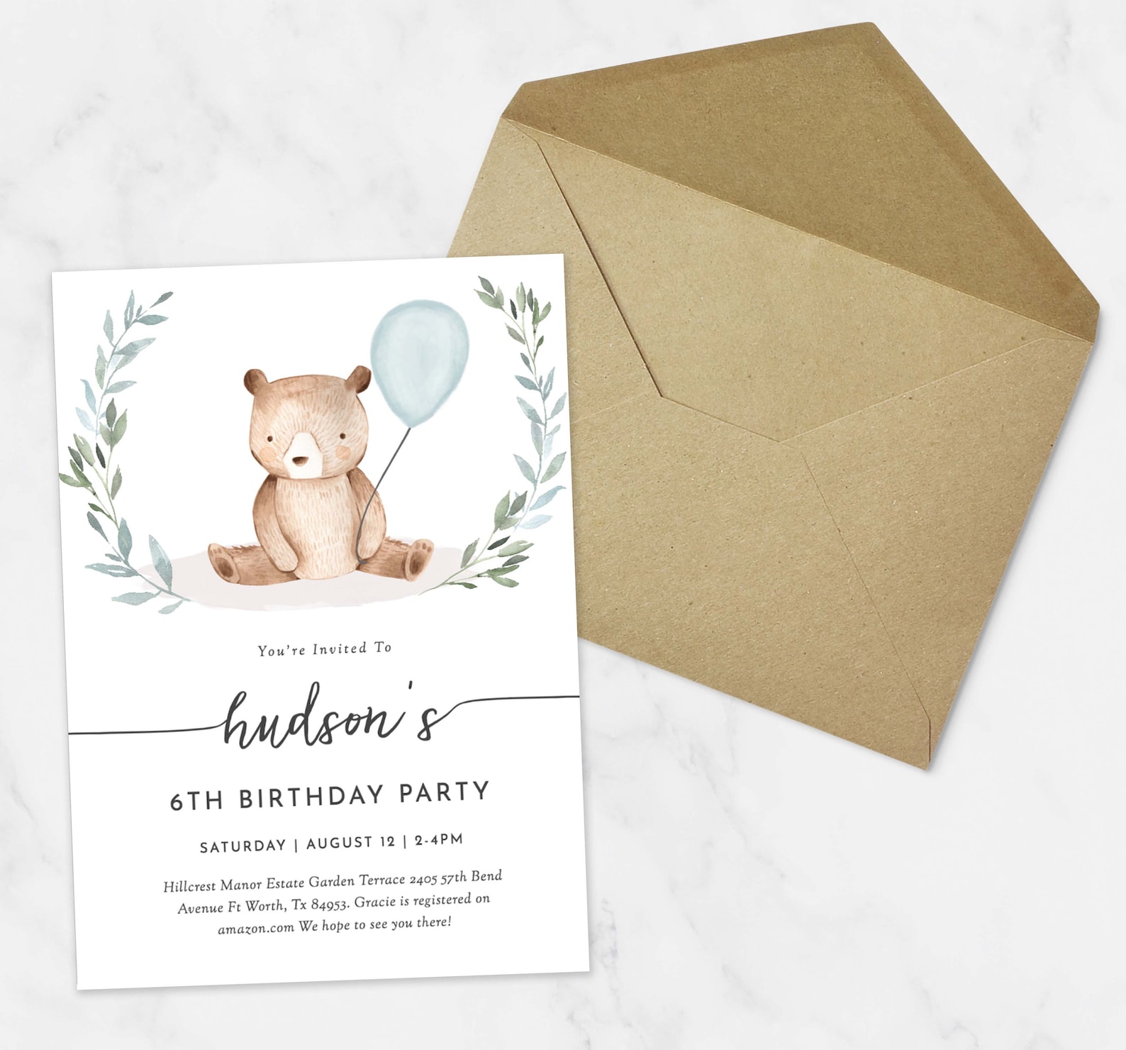 Bear Birthday Invitation Download Birthday Invitation Bear - Etsy