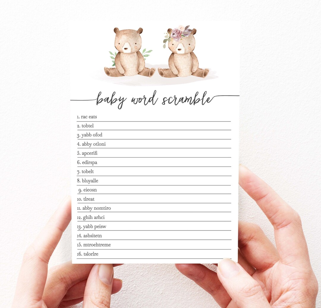 Twin Baby Shower Games Word Scramble, Twin Baby Shower Game Instant ...