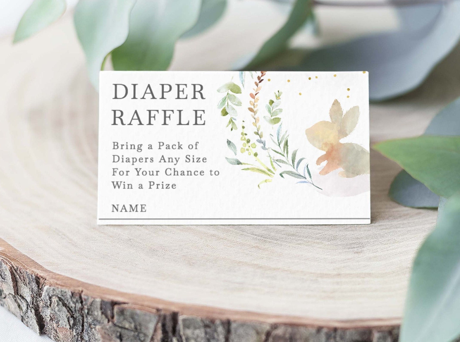 Woodland Diaper Raffle Ticket Bring Diapers Card Diaper | Etsy