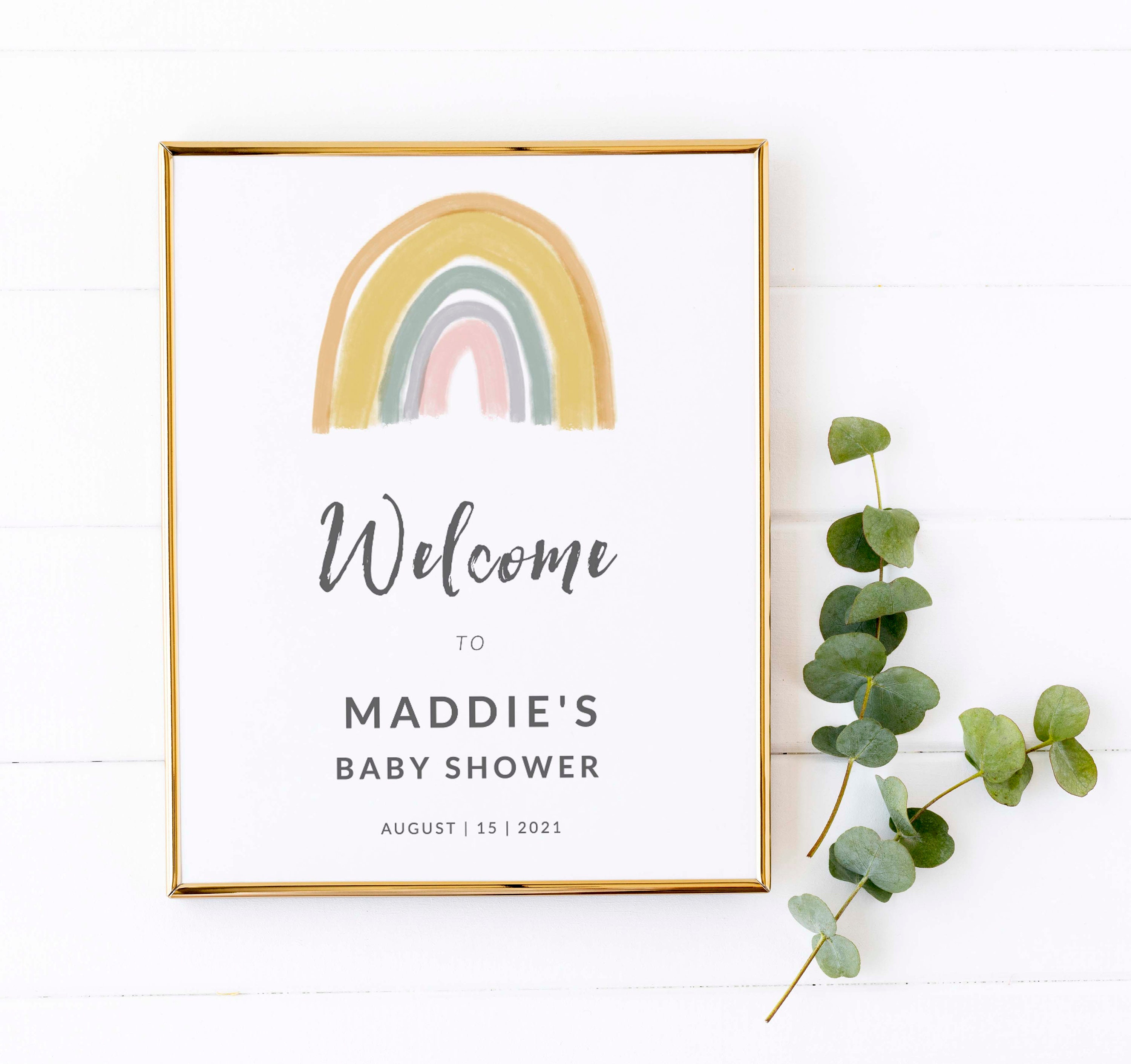 Rainbow Baby Shower Welcome Sign Editable Shower Sign | Etsy