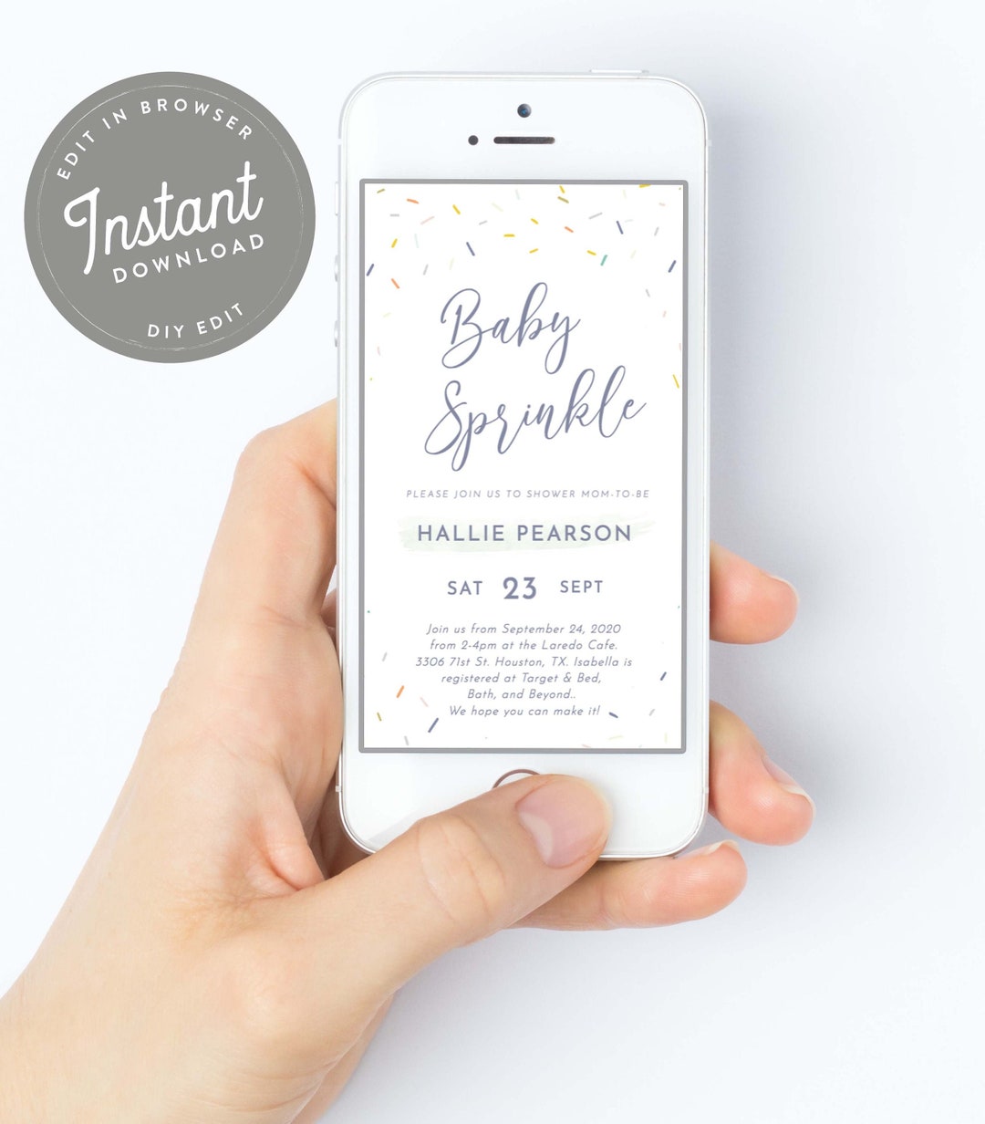 Baby Sprinkle E Invitation Baby Sprinkle E Invite Template, Cute ...