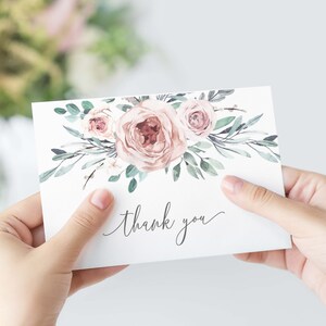 Boho Floral Thank You Card Printable Floral Thank You Note Instant ...