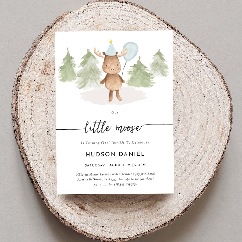 Moose Birthday Invitation Instant Download Template, Moose First ...