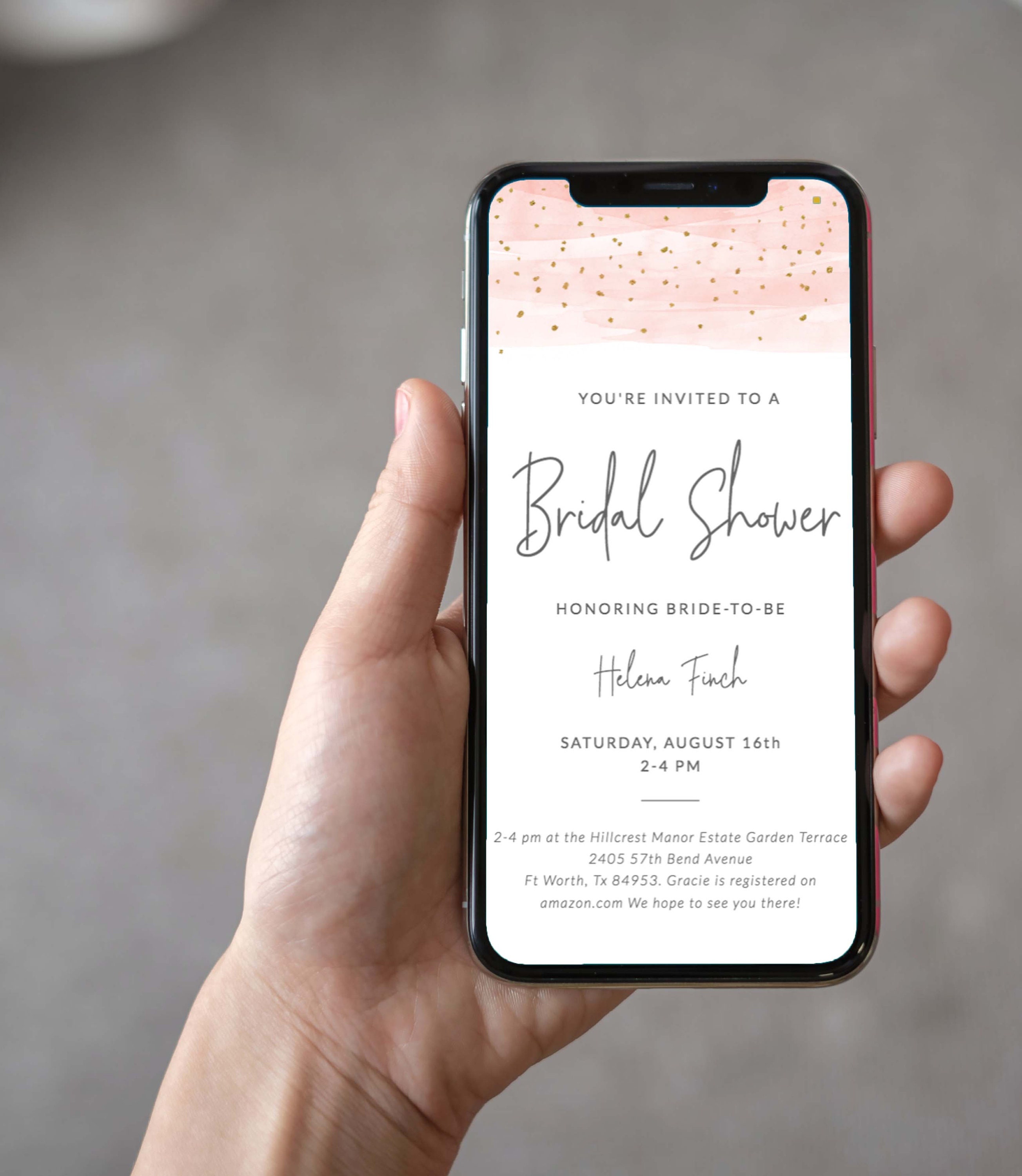 Modern Bridal Shower Text Invites Pink Bridal Shower E | Etsy