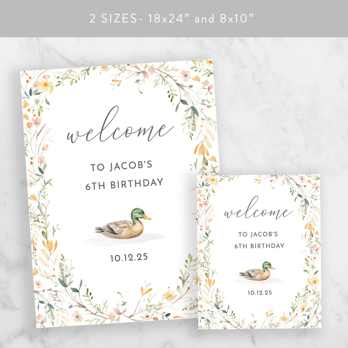 Mallard Duck Baby Shower Welcome Sign, Editable Shower Sign Printable ...