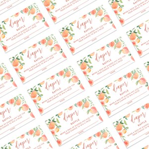 Peaches Diaper Raffle Ticket, Diaper Raffle Card Insert Peach Baby ...