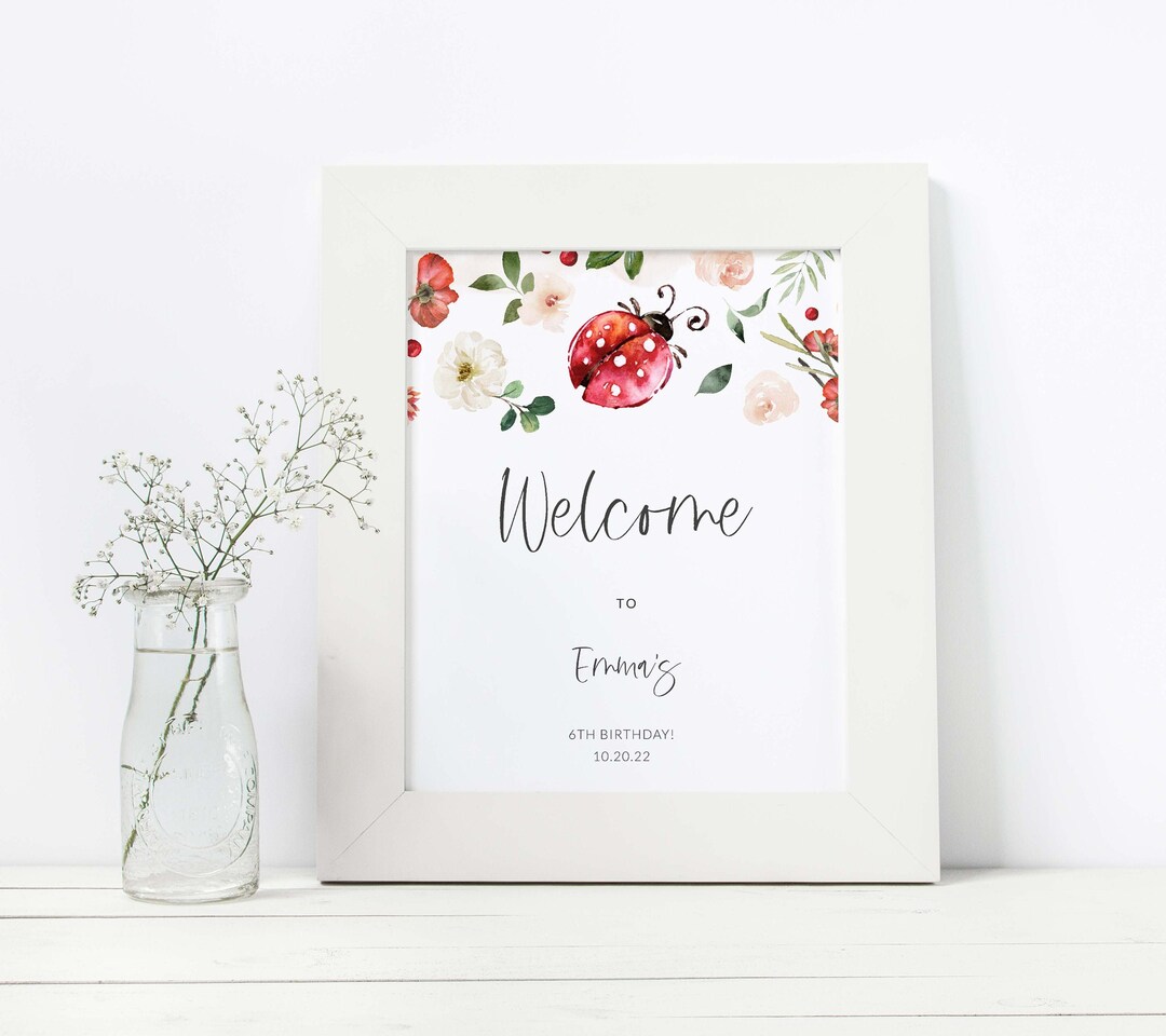 Ladybug Birthday Sign, Ladybug Birthday Party Sign, Editable, Instant ...