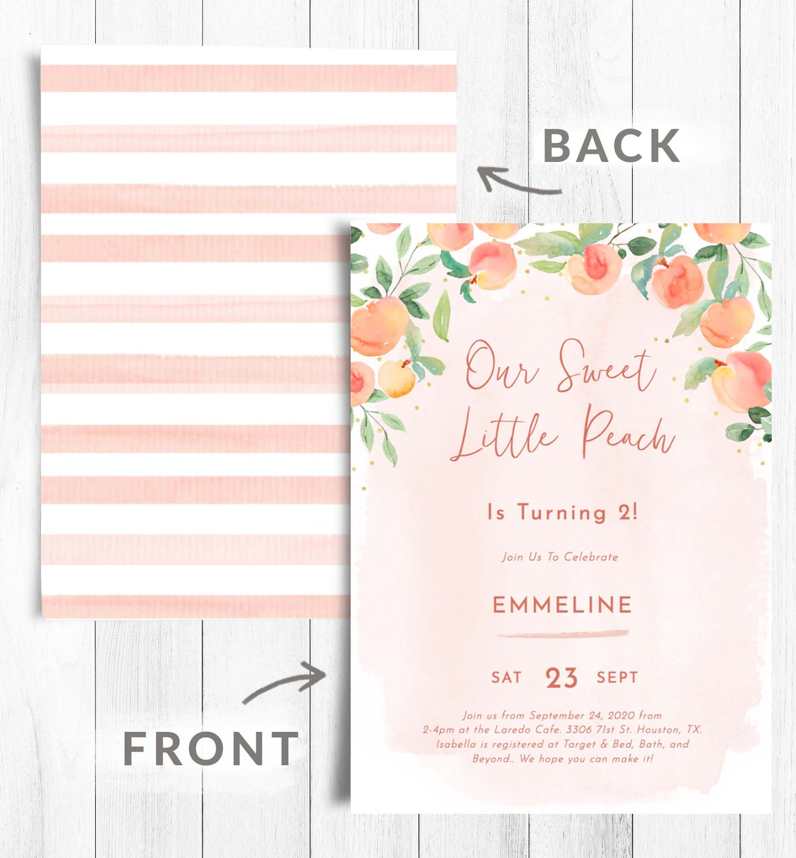 Peach Birthday Invitation Peach Peach Birthday Party | Etsy