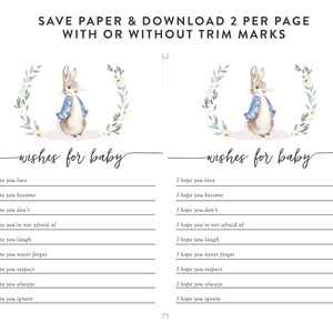 Rabbit Baby Shower Games Wishes for Baby Printable Baby Wishes Boy ...