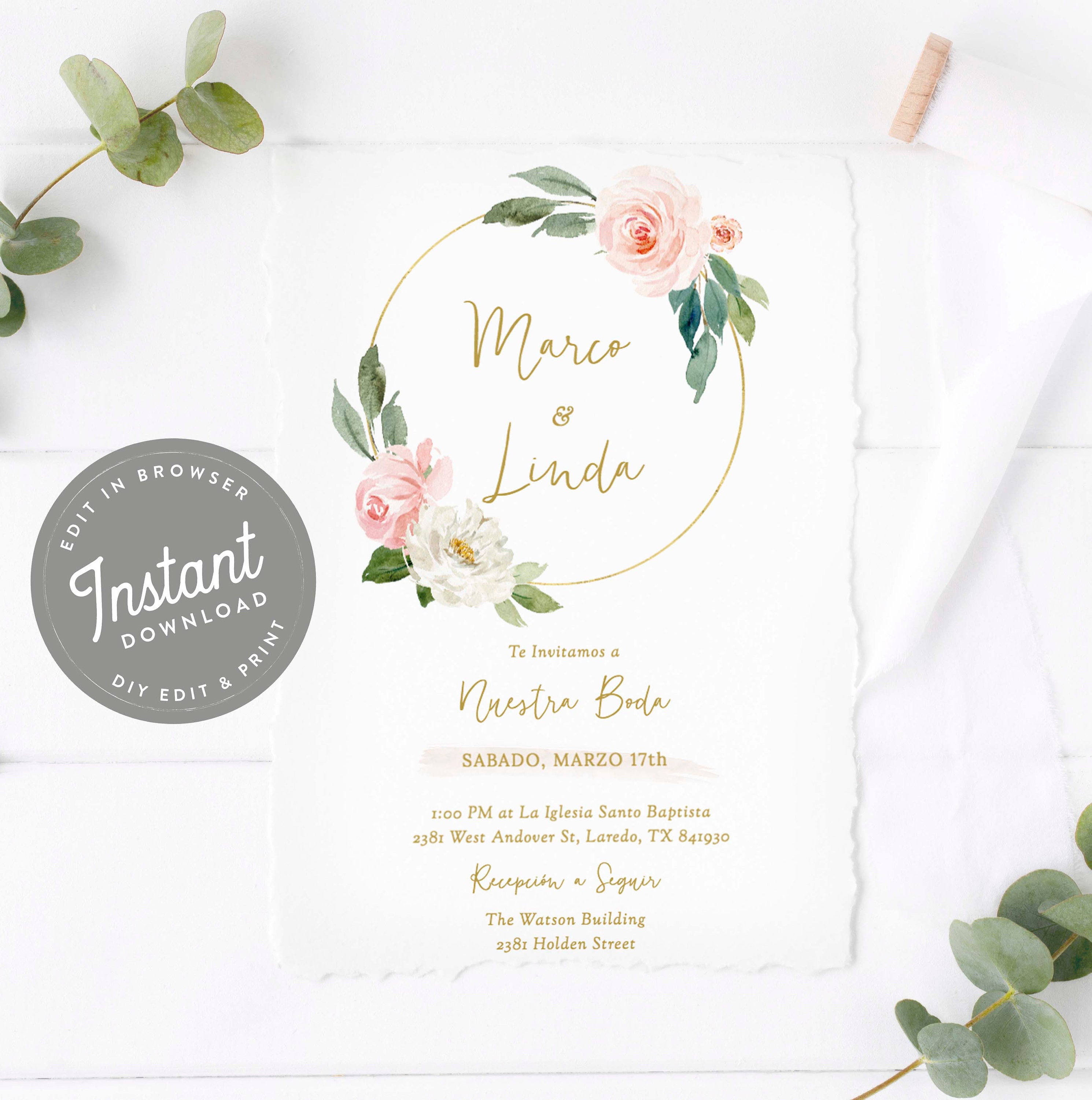 Invitaciones De Rosa - Etsy