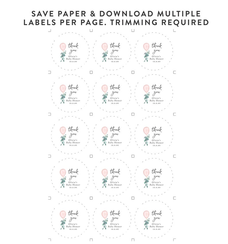 Editable Girl Baby Shower Favor Tags, Girl Baby Shower Round Favor Tag ...