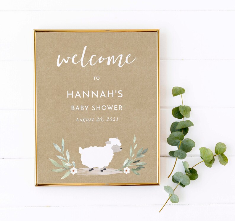 Editable Baby Shower Welcome Sign Gender Neutral Lamb Baby - Etsy