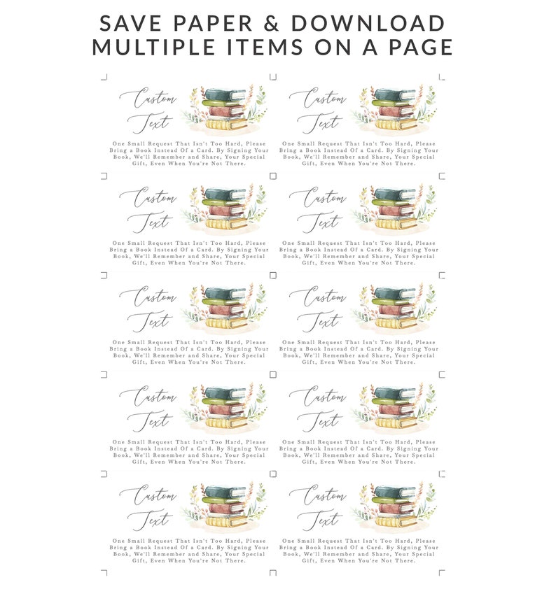 Custom Card Insert Book Themed Card Insert Custom Text, Download ...