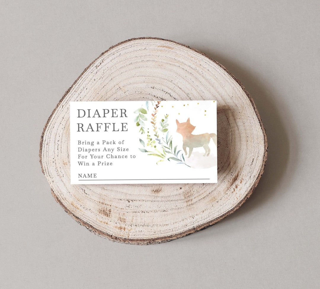 Fox Diaper Request Card, Diaper Card Insert, Woodland Diaper Request ...