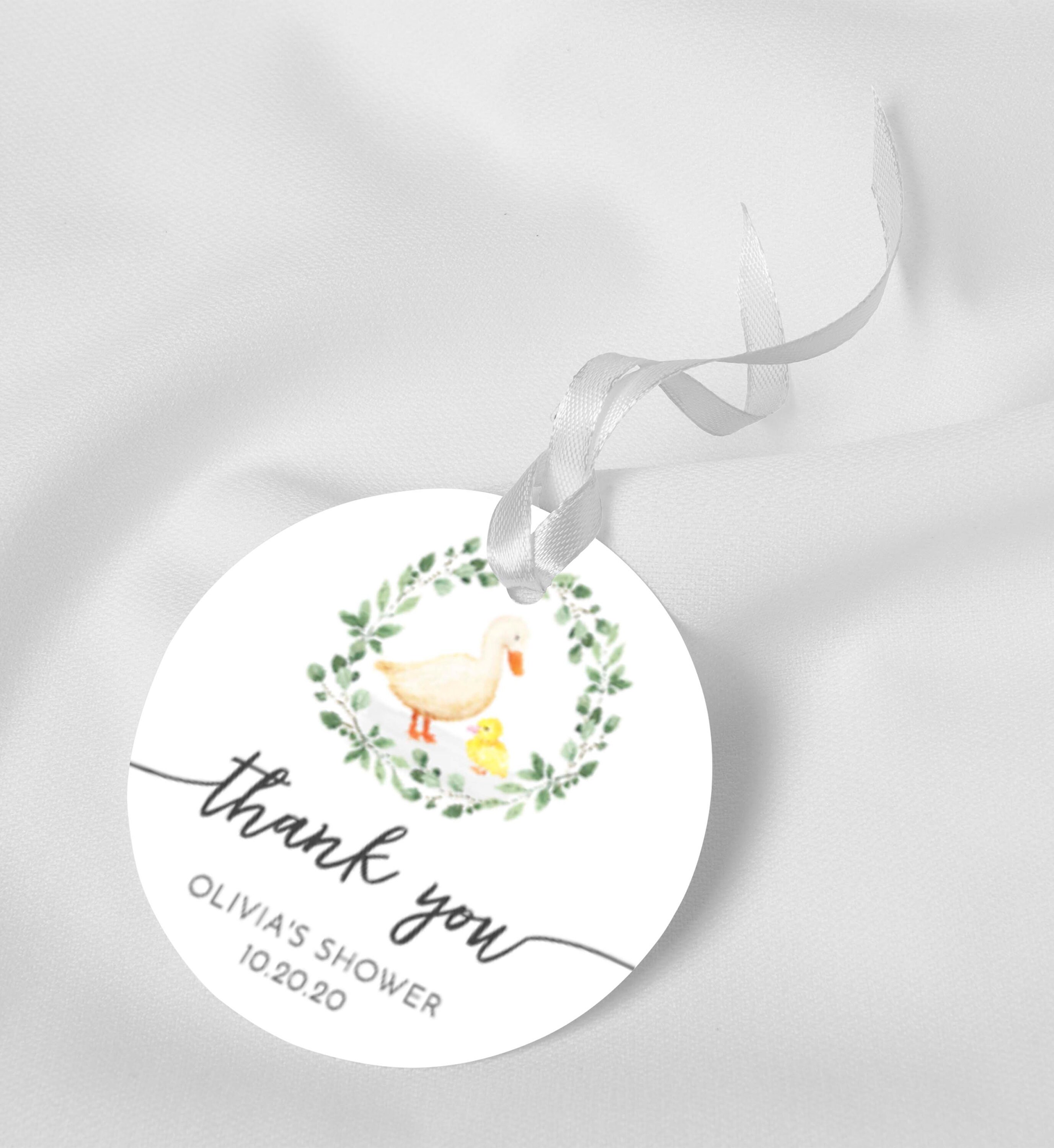 Cute Duck Baby Shower Round Favor Tags Gender Neutral Baby | Etsy