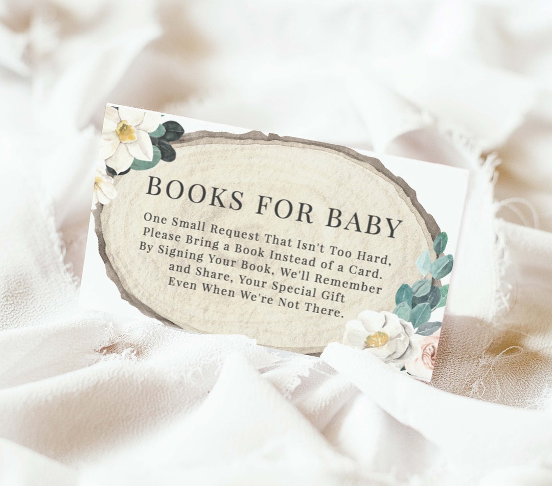 Rustic Bring a Book Card Download, Baby Shower Book Request Card ...