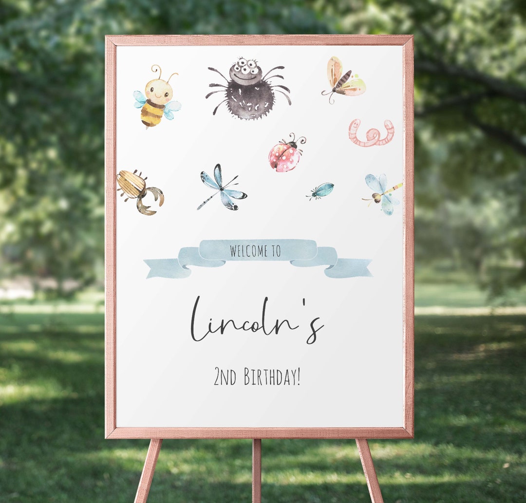 Bug Birthday Party Welcome Sign, Bugs Birthday Sign, Editable ...