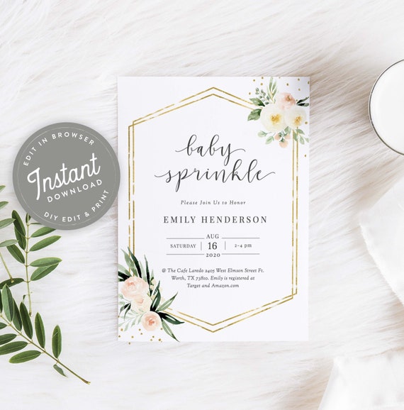 Baby Sprinkle Invitation Template Editable Instant Download | Etsy